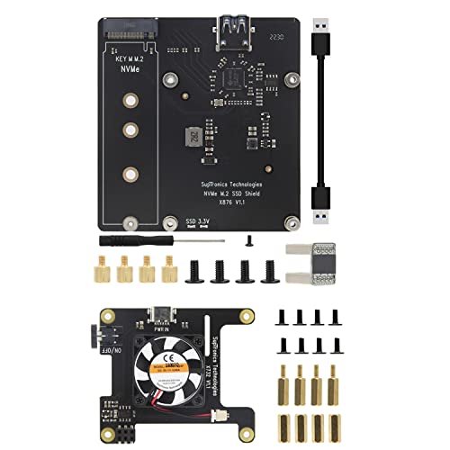 KALEN X876 V1.1 M.2 NVME SSD Expansion Board+X732 V1.1 Expansion with Kit Pi 4B Storage