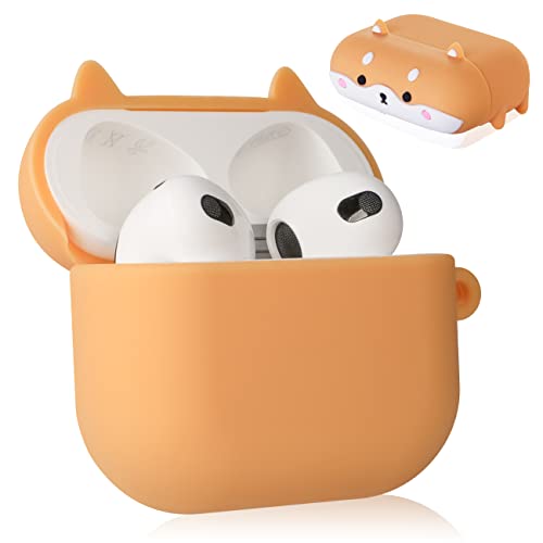 Mulafnxal for Airpods 3 3rd Generation Case Cute 3D Lovely Unique Cartoon for Airpod 3 Silicone Cover Fun Funny Cool Design Fashion Cases for Boys Girls Kids Teen for Air pods 3 (2021) (Lie Shiba Inu)
