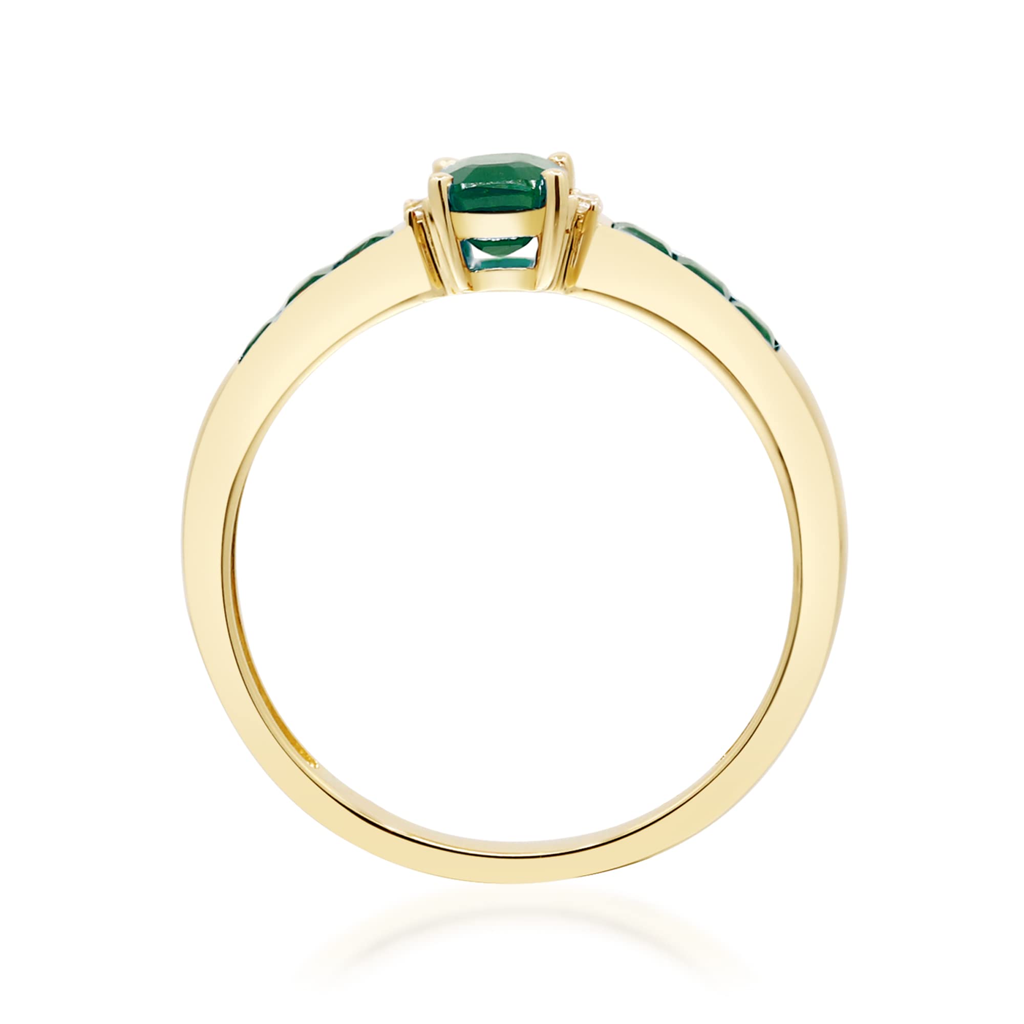 Gin & Grace 14K Yellow Gold Natural Zambian Emerald Ring with Natural Diamonds for women | Ethically, authentically & organically sourced Pear, Square-Cut Emerald hand-crafted jewelry for her.