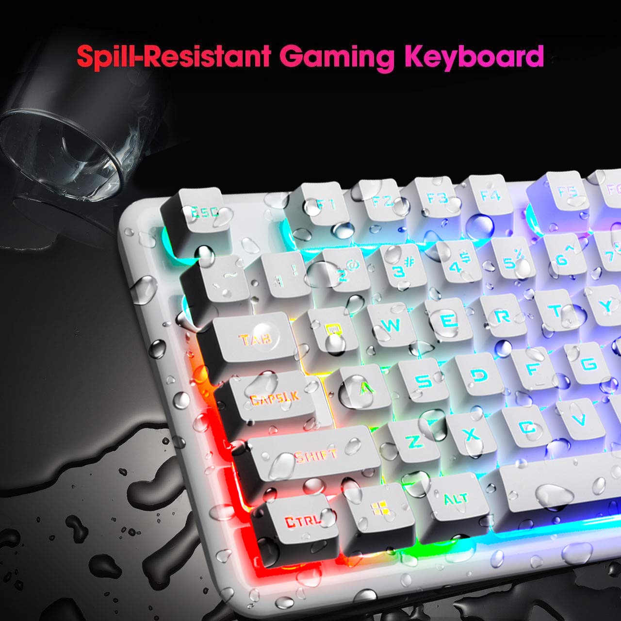 FELICON Mechanical Feeling Gaming Keyboard and Mouse Mousepad Combo,104 Keys Rainbow Backlit Gamer Keyboard and Mice Set,Large Mice pad 2400DPI 7 Button La Souris for PC Laptop Mac