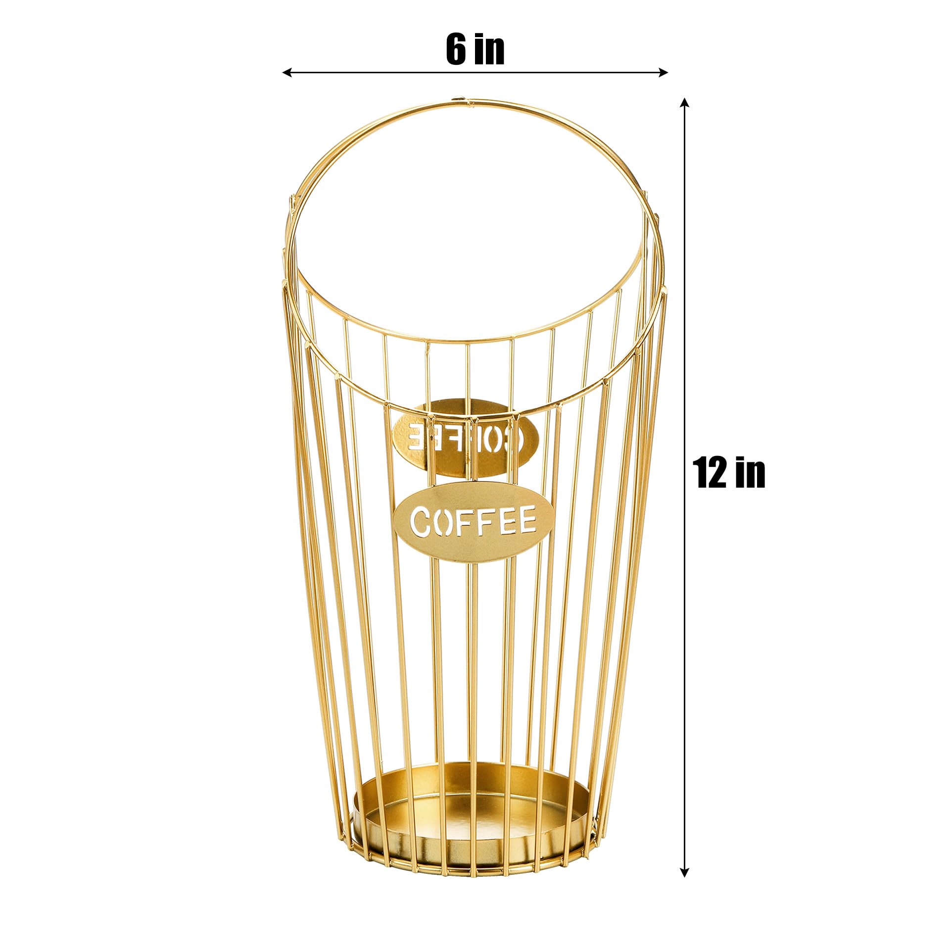 Elsjoy Gold Coffee Pod Holder, 12 Inch Large K Cup Holder Basket Coffee Capsule Storage Holder, Coffee Pod Creamer Storage Organizer for Kitchen, Coffee Bar, Counter