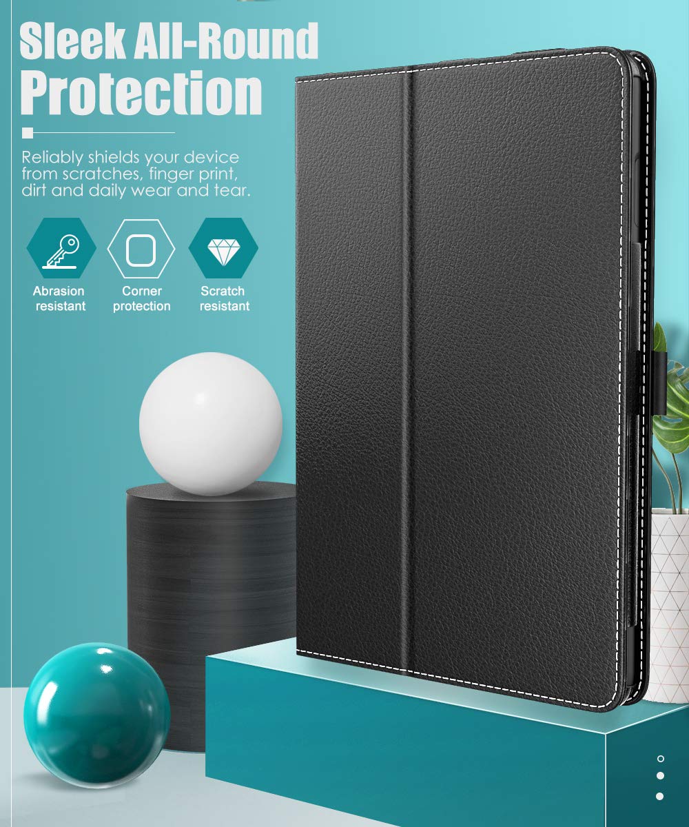MoKo Case with Temperd Glass Screen Protector Fits Kindle Fire HD 8 & 8 Plus Tablet (12th Generation/10th Generation, 2022/2020 Release) Slim Folding Stand Cover with Auto Wake/Sleep, 9H Hardness Film