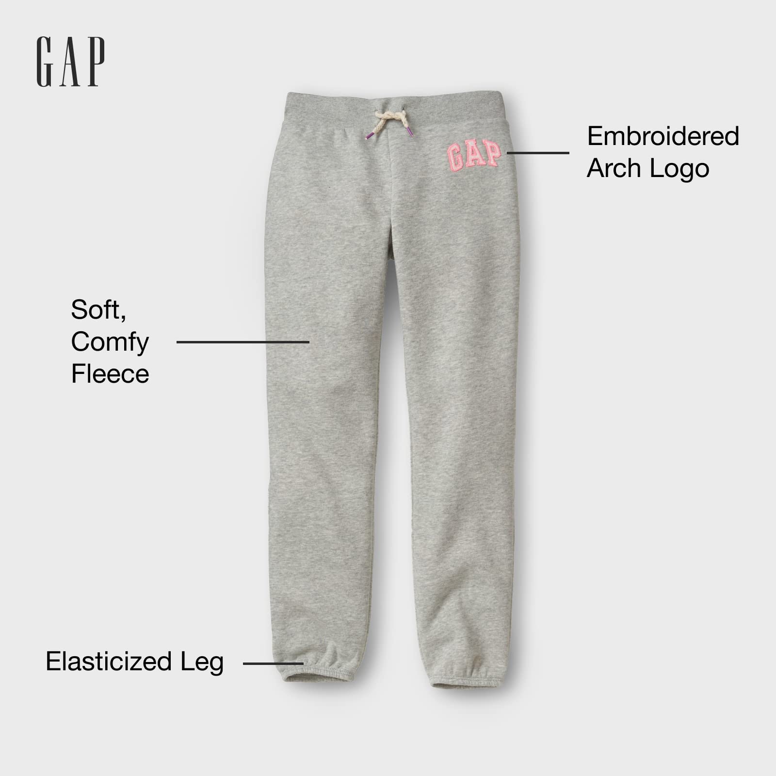 GAP Girls Logo Pull-On Joggers, Grey, X-LargeStandard