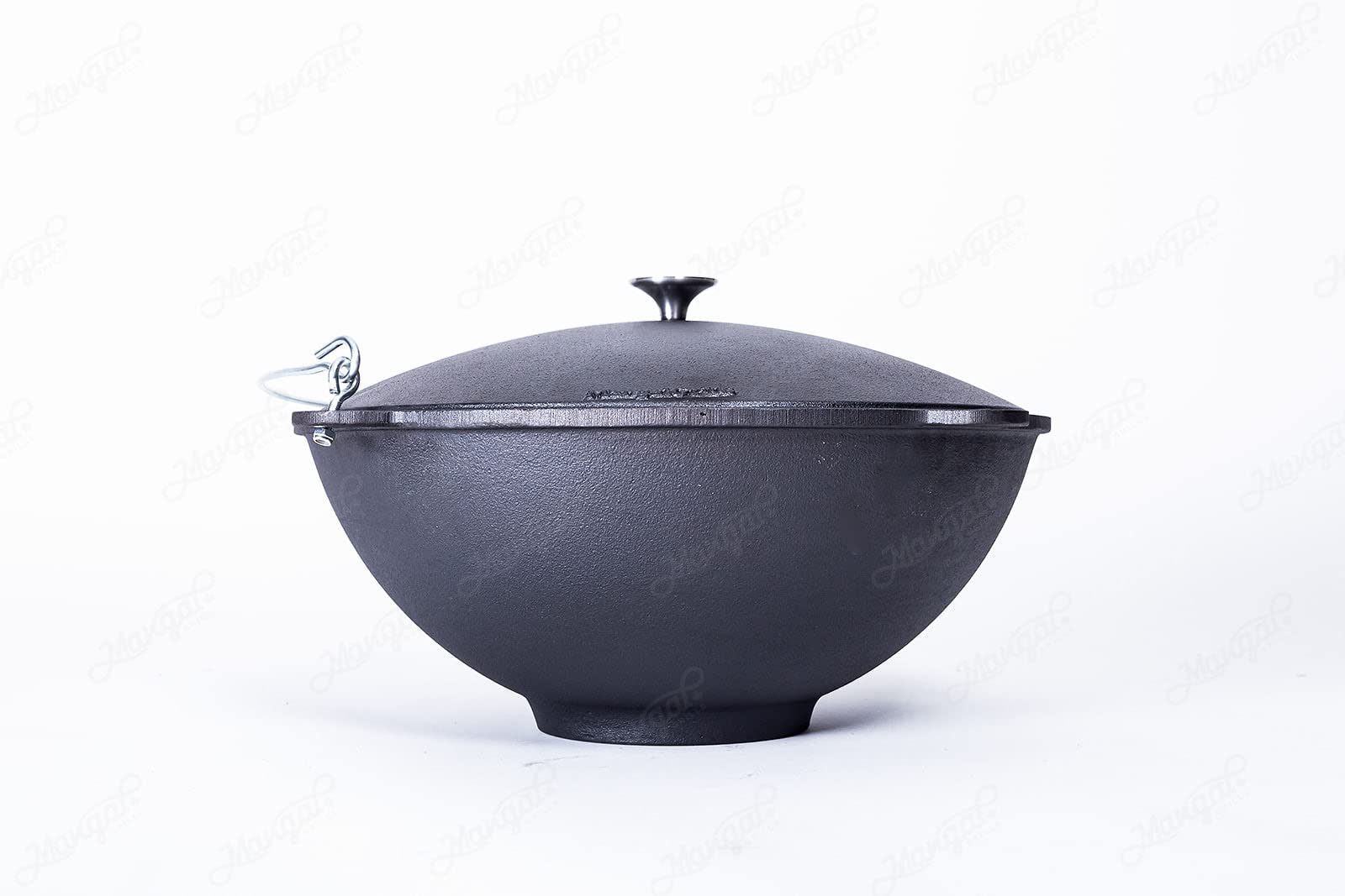 Kazan Cast Iron Cauldron Qazan Qozon Kadai (9L-2.3Gal) + Uchag Oven Stove Wood Fire Duch Oven (36cm-14")