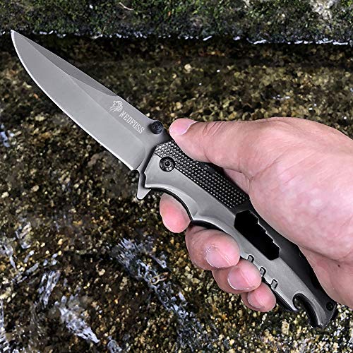 NedFoss Pocket Knife for Men, 5-in-1 Multitool Folding Knife with Bottle Opener, Glass Breaker, Seatbelt Cutter and Wrench, Survival Knife for Emergency Rescue Situations, Home Improvements