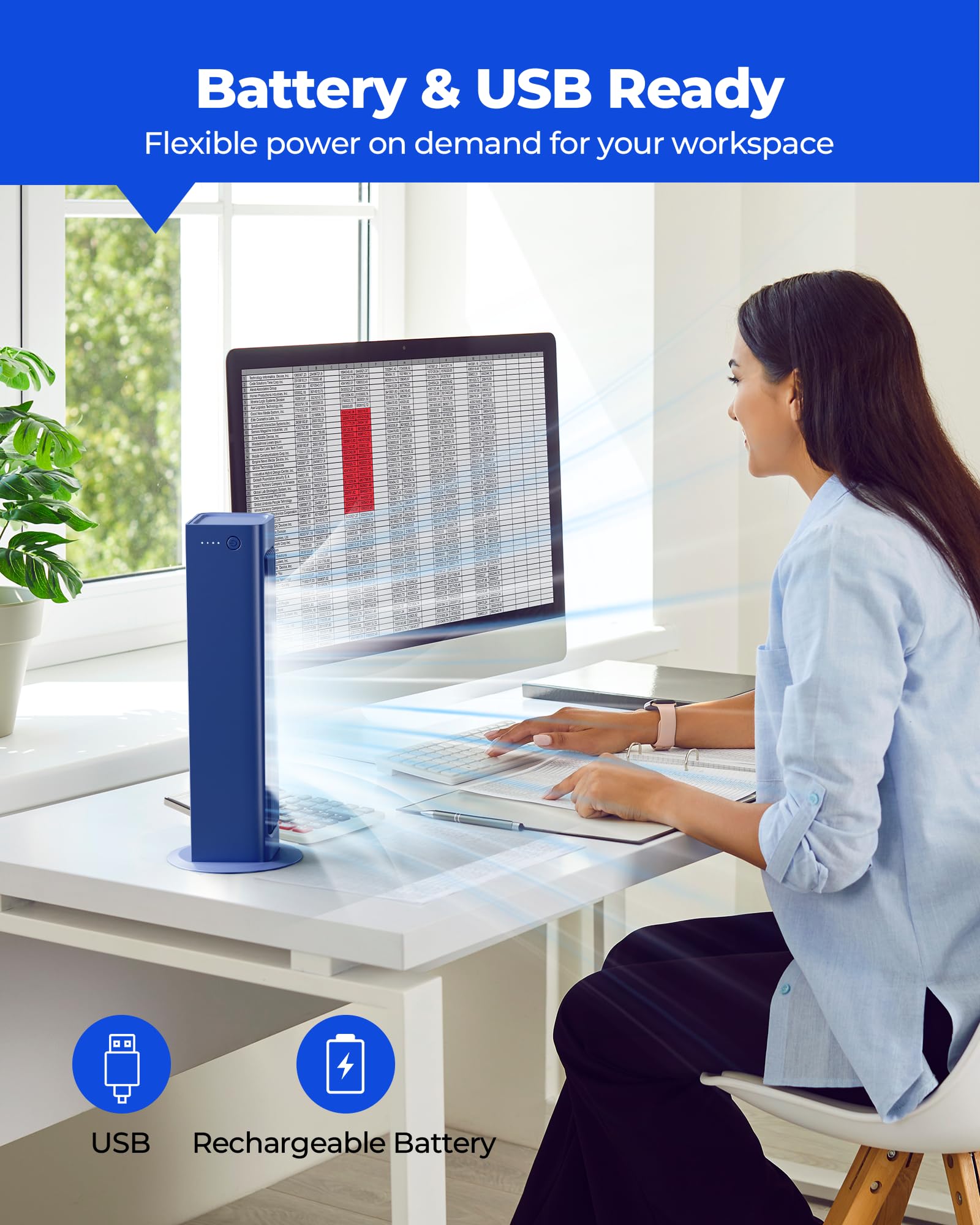 Lygee Desk Fan 3-Speed Oscillating Bladeless Desktop Cooling Fan with Remote, Office Home Bedroom Cooling Companion, Upright Flat-Lying or Wall-Mounted
