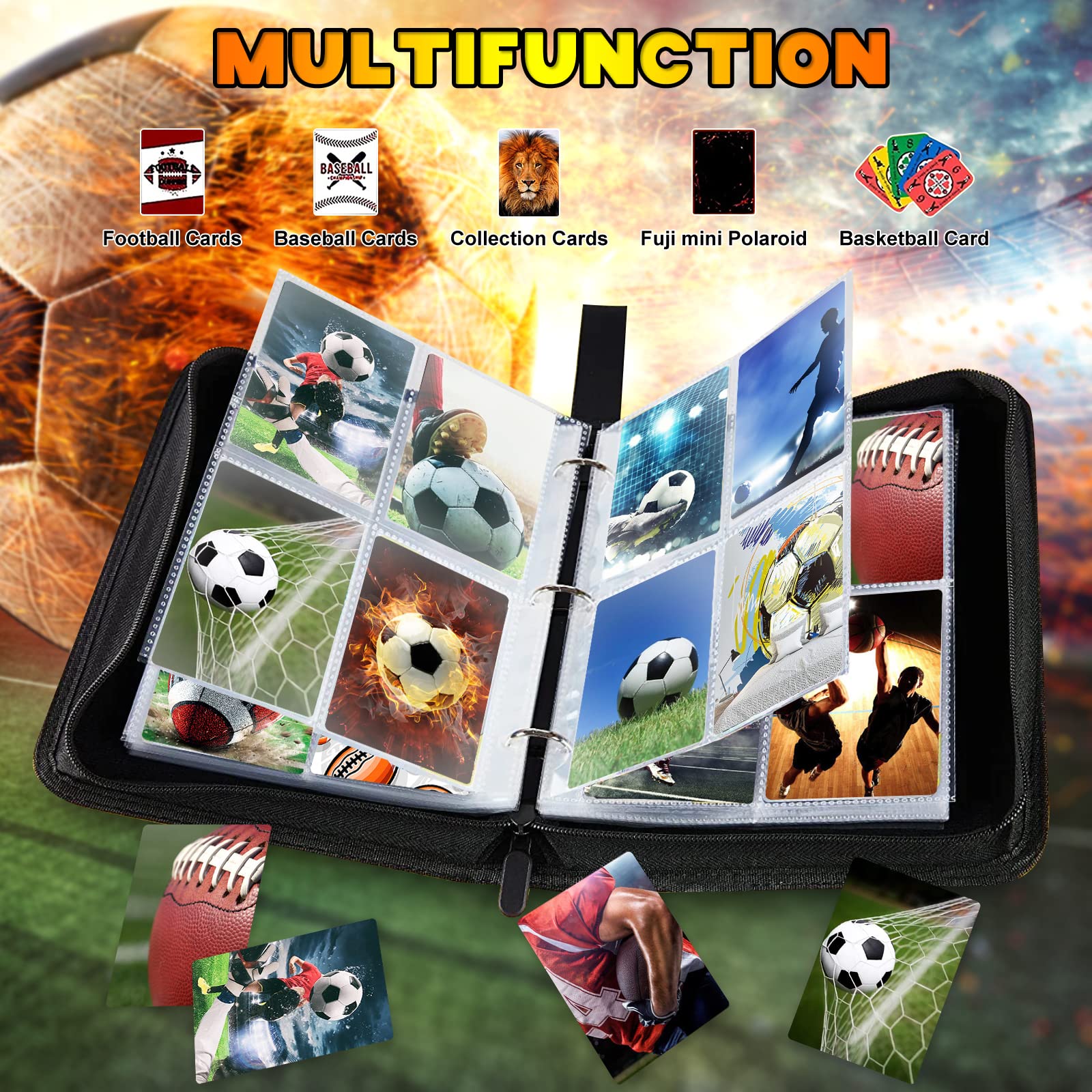 IDJWVU Large Capacity Card Binder with 50 Transparent Removable Sleeves, Multi-Protection, Water-Resistant PU Leather Exterior, Suitable for Standard Cards, Ideal Gift for Kids