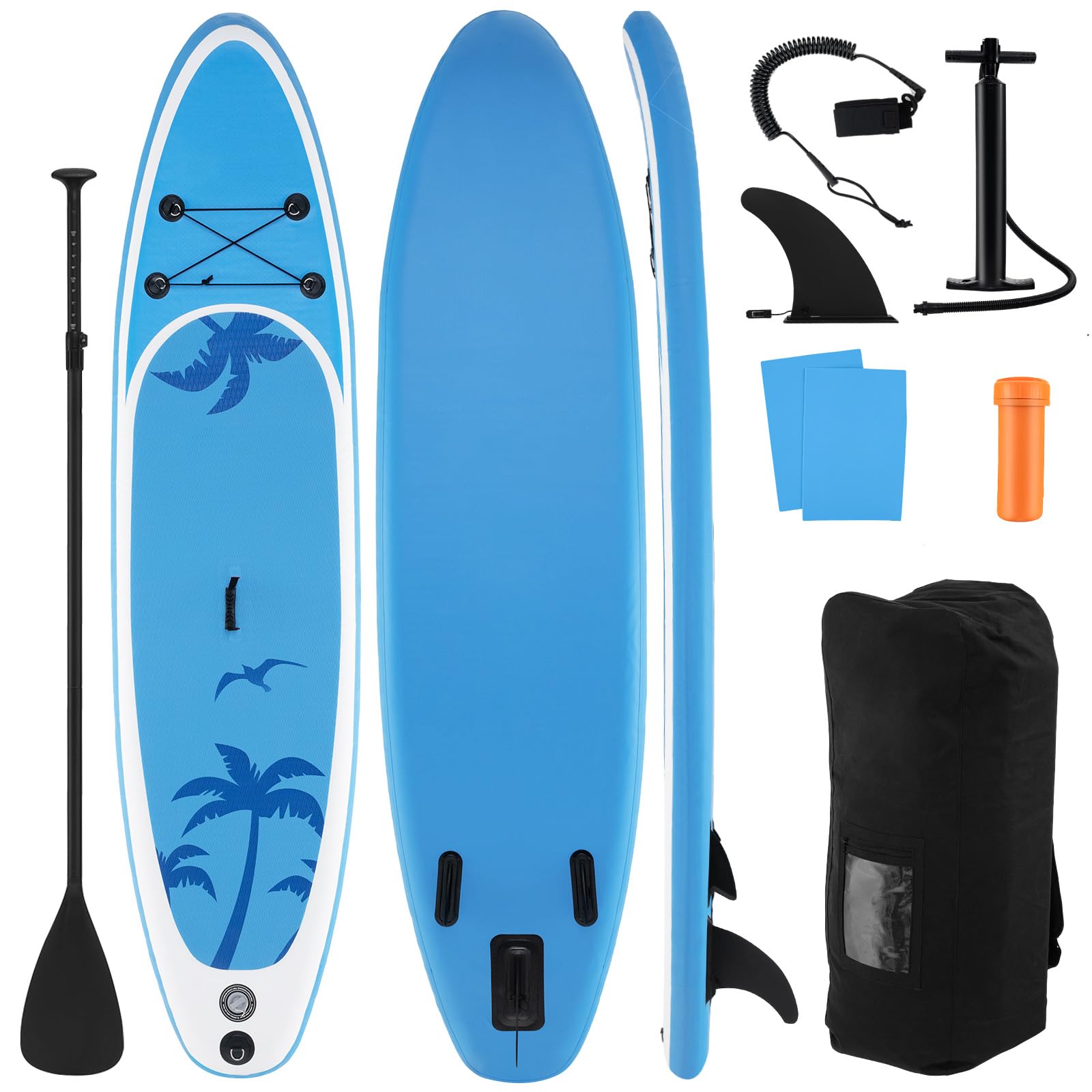 GYMAX Paddle Board, 9.8’/10’/11’ x 6” Inflatable Stand Up Paddle Board with SUP Accessories, Removable Fin, Paddle & Carry Bag, Blow Up Paddle Boards Standing Boat for Adults Youth (Navy, 11FT)
