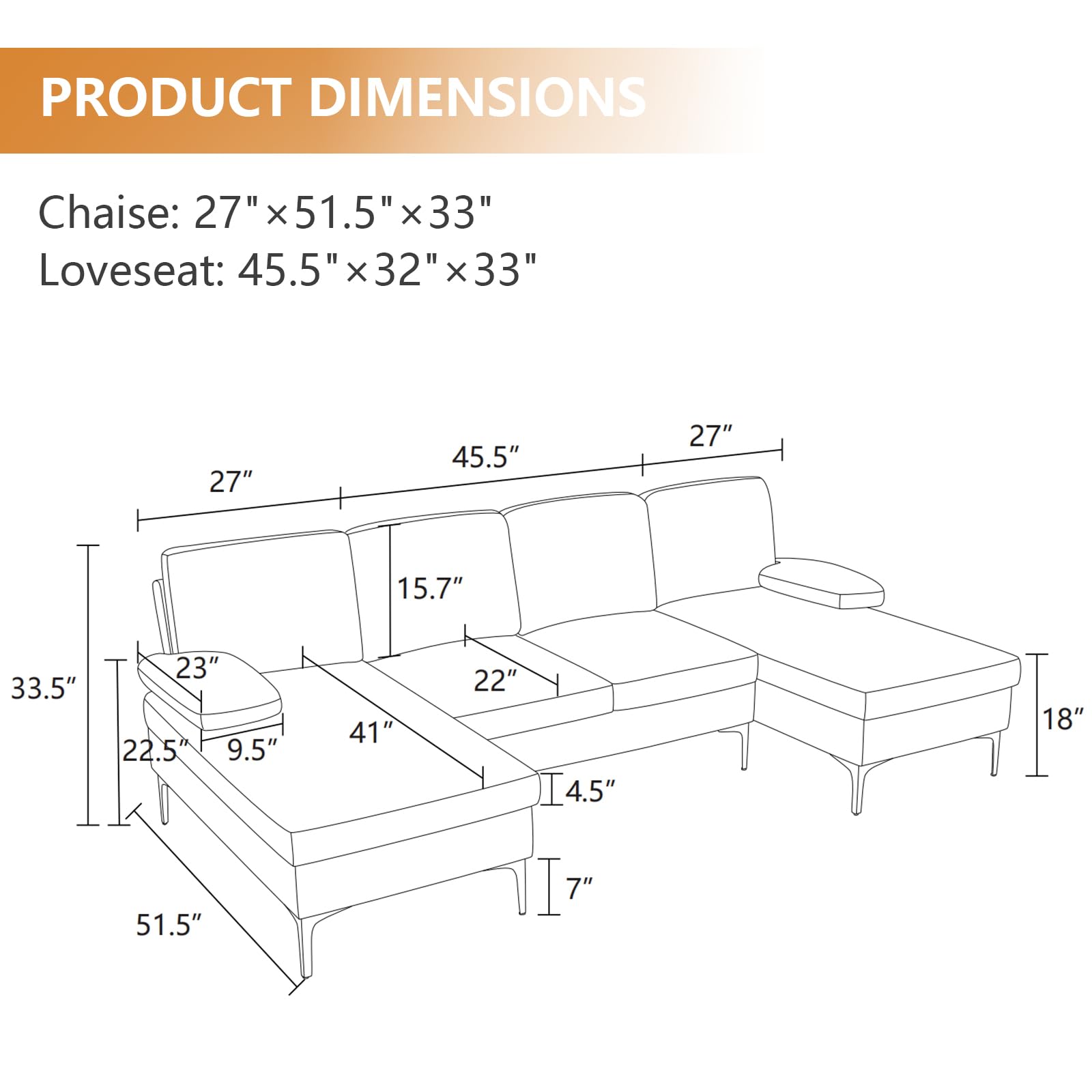 Lakifun Modular Sectional Sofa Couch for Living Room, U Shaped Convertible Lounge Sofa with Loveseat & Double Chaise, 4 Seater Comfy Fabric Couch Set for Home Office (Beige)