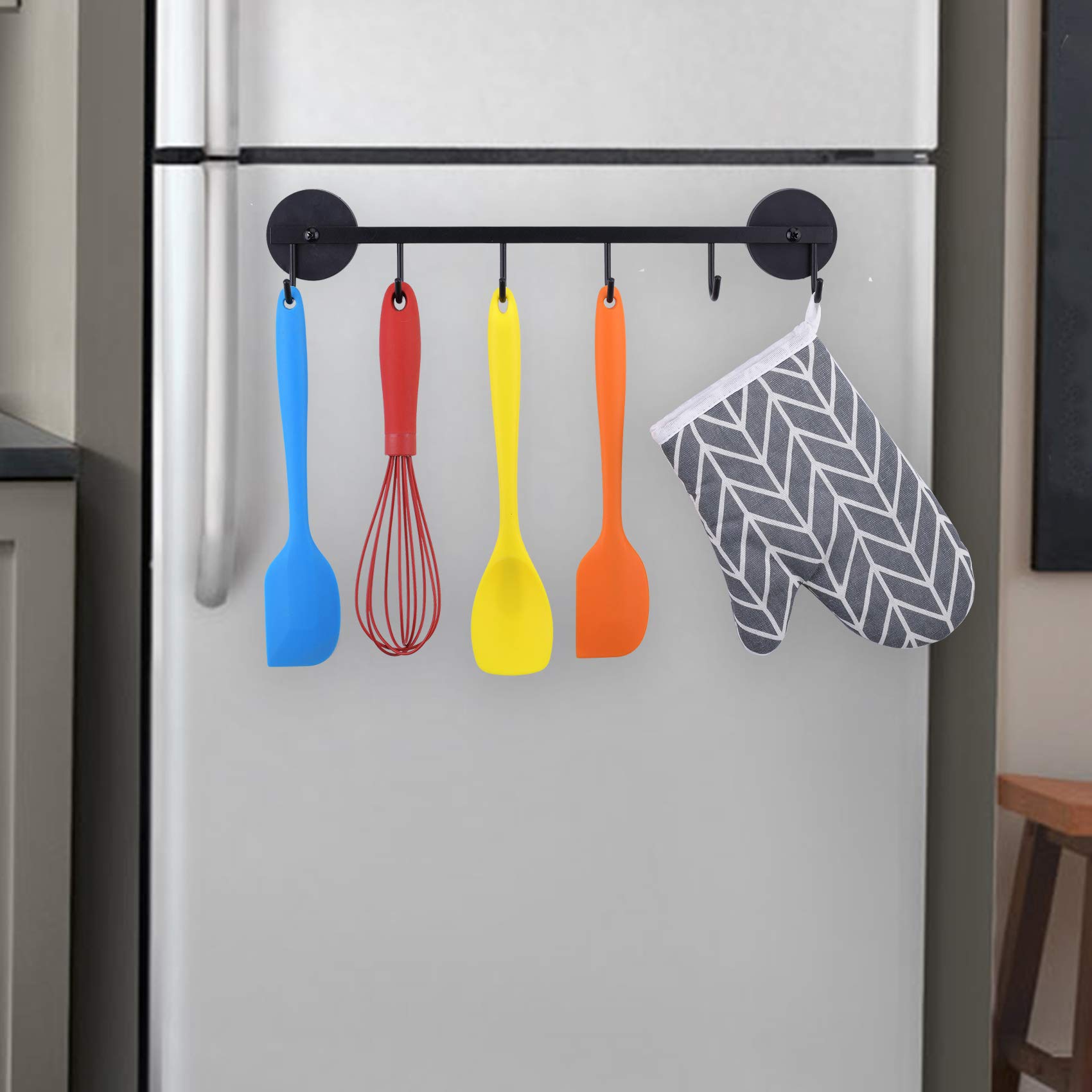 LEVOSHUA 6 Hooks Magnetic Utensil Holder Untensil Rack Tool Hanger Organizer for Refrigerator, Metal Cabinet, Metal Stove, Grill, BBQ