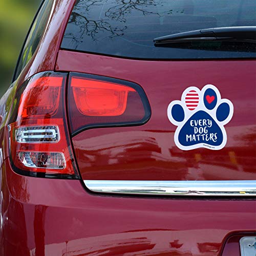 iHeartDogs Car Magnet - 'Every Dog Matters' Paw Print - Blue