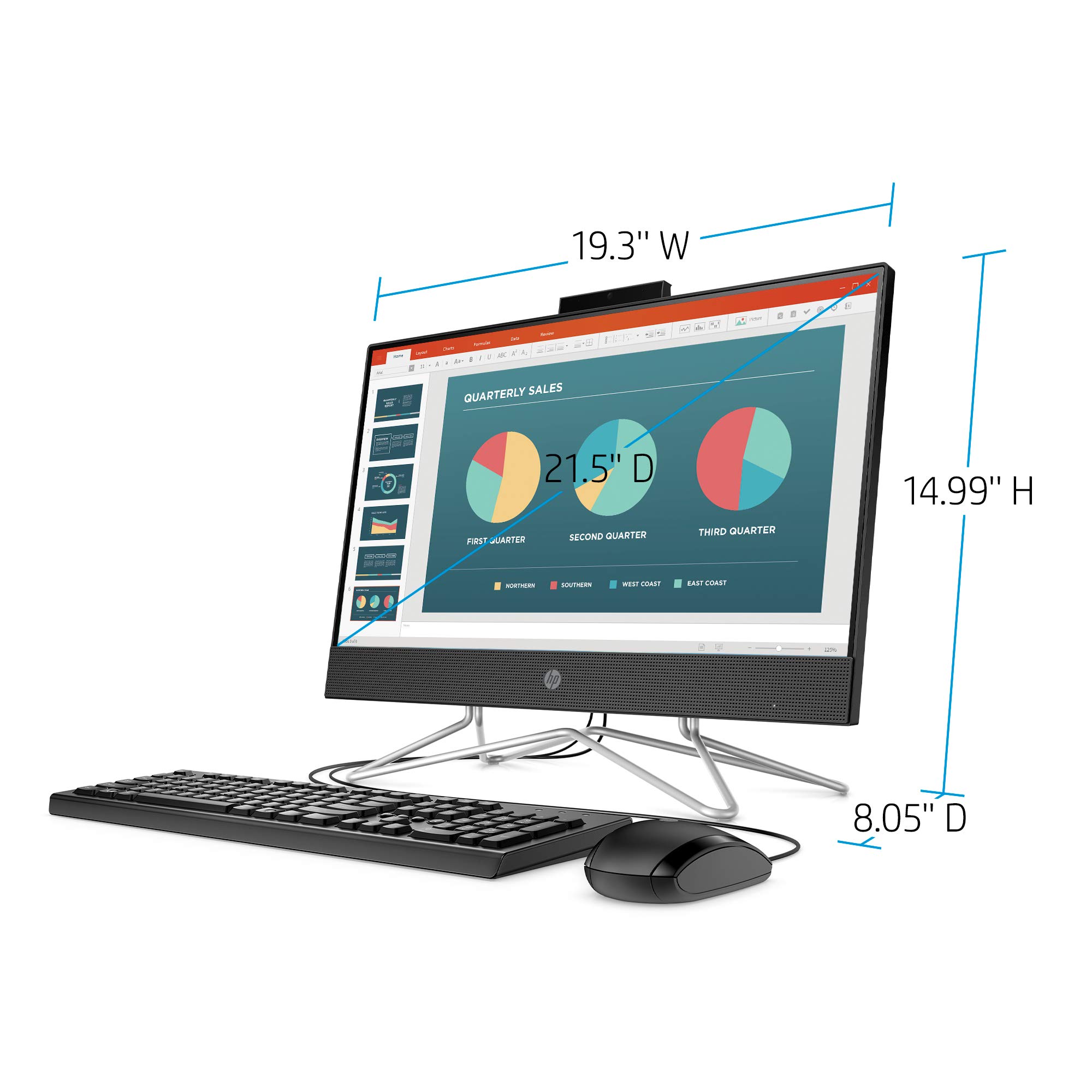 HP 22-inch All in One Desktop Computer, 21.5" FHD Touchscreen, AMD Ryzen 3 3250U Processor, 32GB Memory, 1TB SSD, Build-in Webcam, Wi-Fi, Bluetooth, Keyboard & Mouse, Windows 11 Home, Black