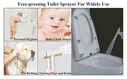 JMSODITI Free-pressing Handheld Bidet Sprayer For Toilet Sprayer Cloth Diaper Sprayer Kit Shattaf Jet Sprayer Attachment With One-Button Switch For Bathing Pet Personal Hygiene Cleaning Car Floor