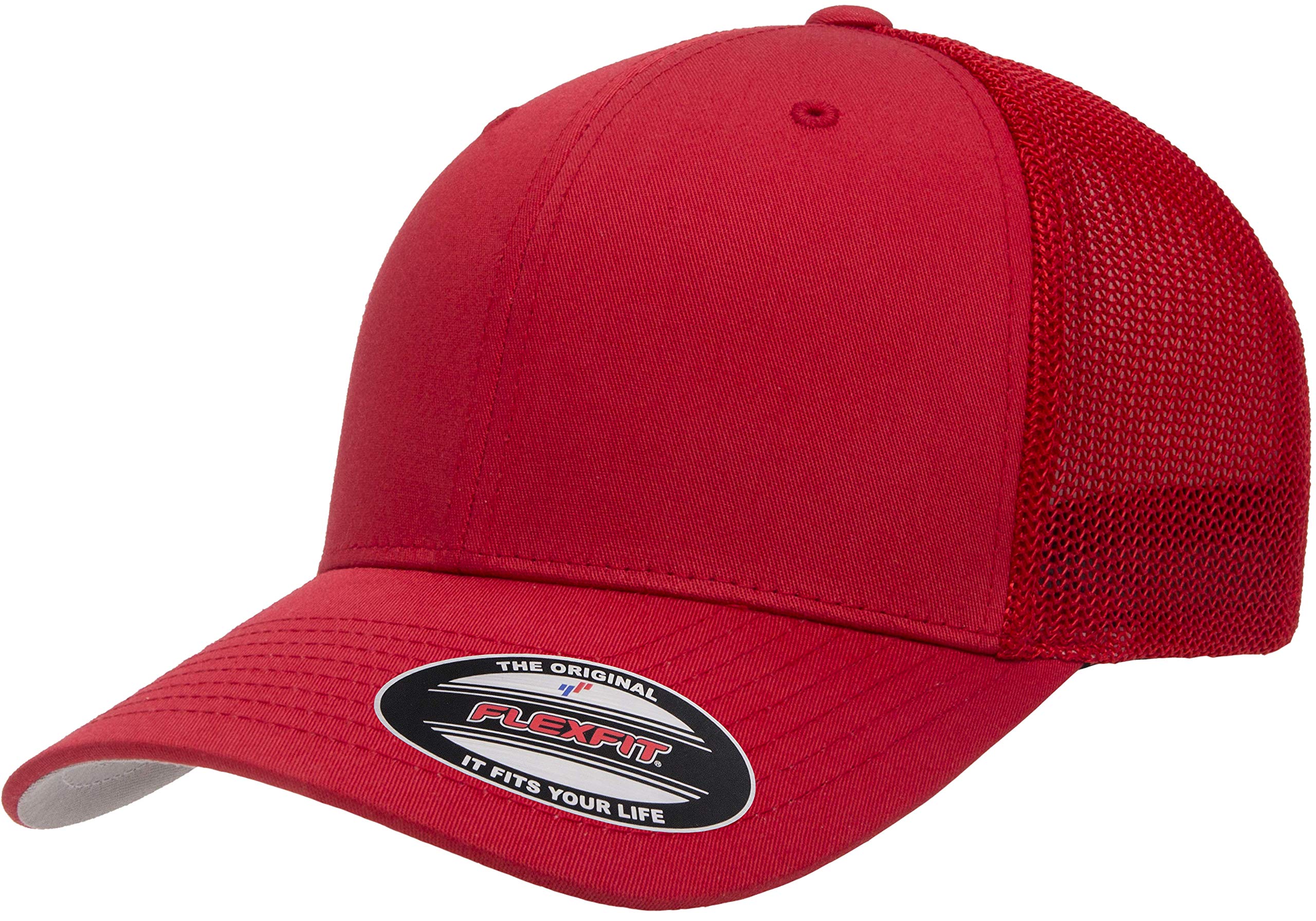 Flexfit Unisex-Adult's Mesh Fitted, Red, One Size