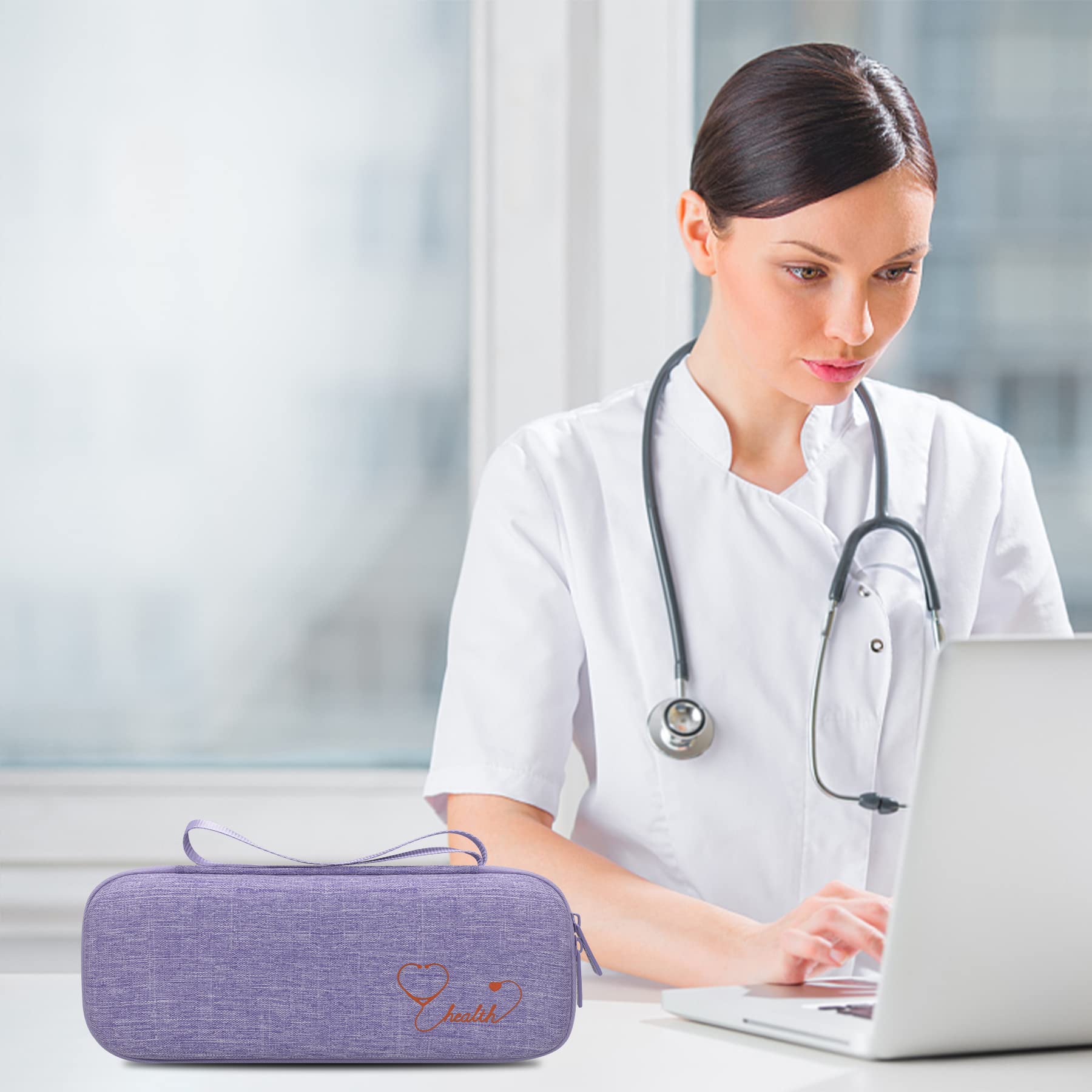 Elonbo Hard Stethoscope Case for 3M Littmann Classic III, Lightweight II S.E, MDF Acoustica Deluxe Stethoscopes, Stethoscope Carrying Cases with Mesh Pocket fits Nurse Accessories, Purple