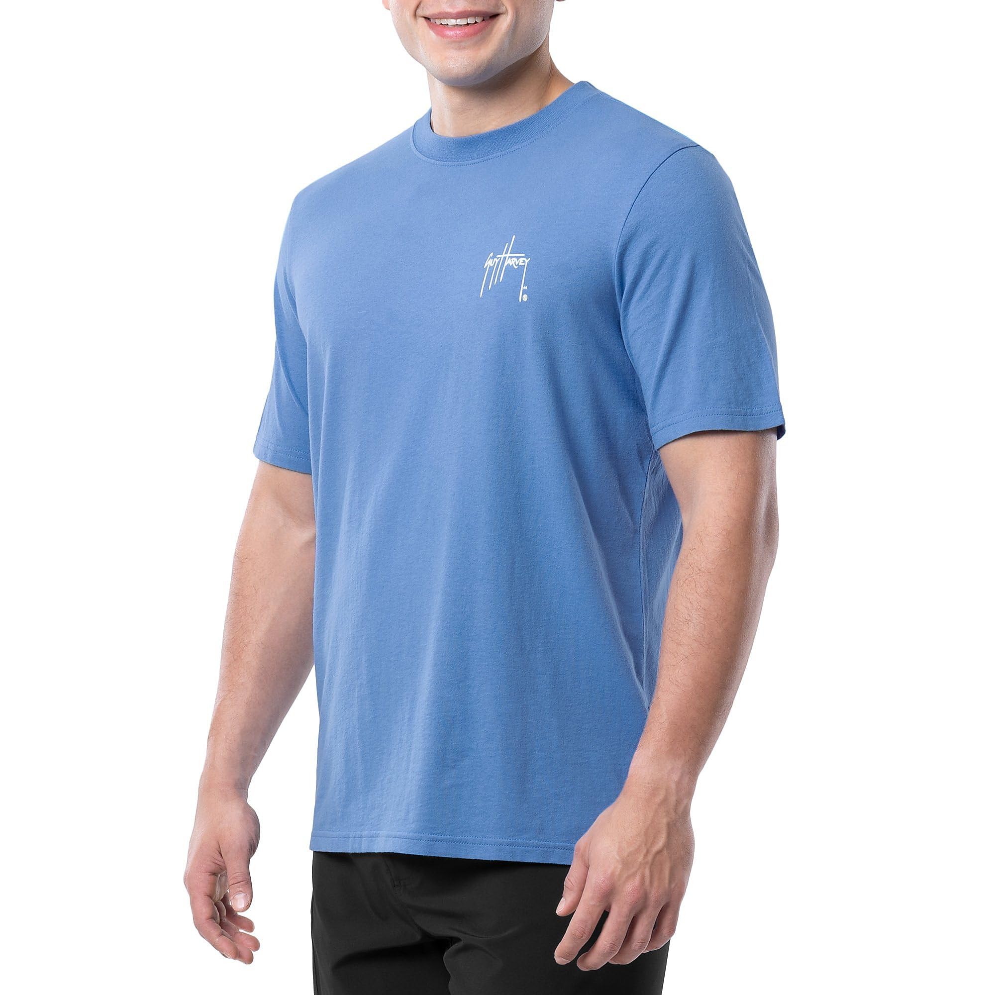 Guy Harvey Men’s Billfish Collection Short Sleeve T-Shirt, Azure Blue/Slam, XX-Large