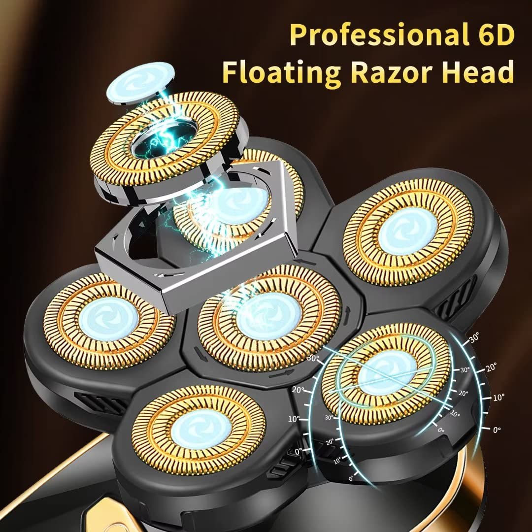 Head Shavers for Bald Men Multifunctional Electric Razor Rotary Electric Shavers Waterproof Mens Head Shaver Rechargeable Razors for Bald Man Cordless Shaver for Men