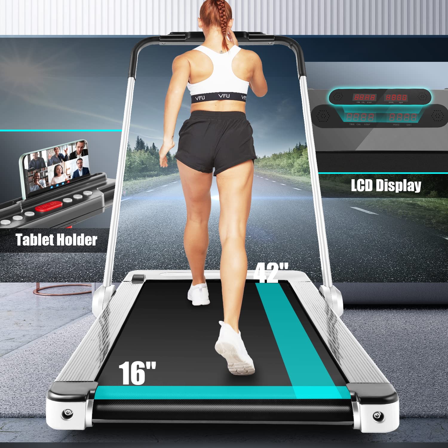 Folding Treadmill, Desk Treadmill for Home Walking, Portable