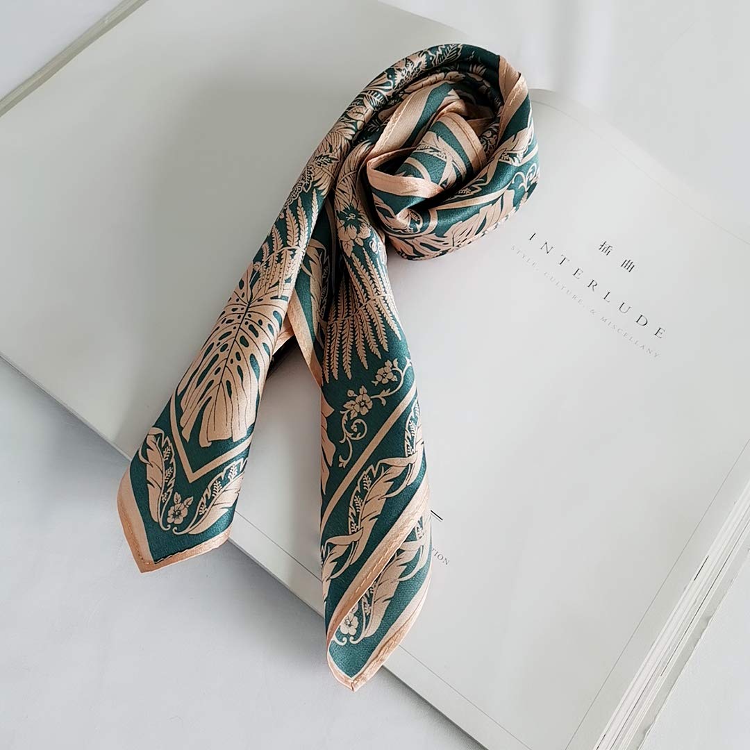 FONYVE 100% Mulberry Silk Scarfs for Women - Lightweight Square Satin Head For Hair for Sleeping 21" x 21", Small