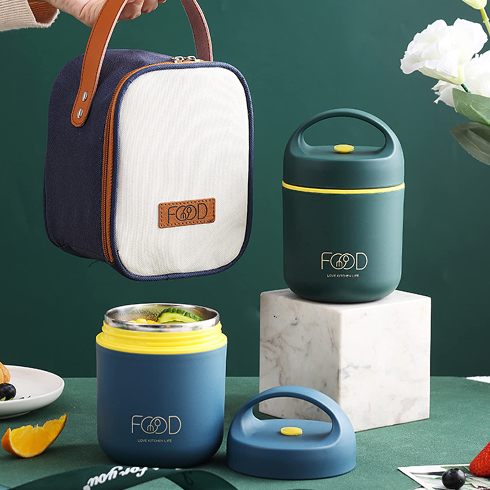 Insulated Soup Cup with Spoon ​Stainless Steel Portable Lunch Cup for Containing Food and Drink