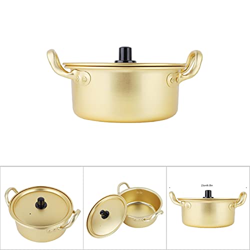 Qiilu 1 * Pot Korean Ramen Noodle Pot Korean Yellow Aluminum Stockpot Instant Noodles Pot (16cm) (16cm)