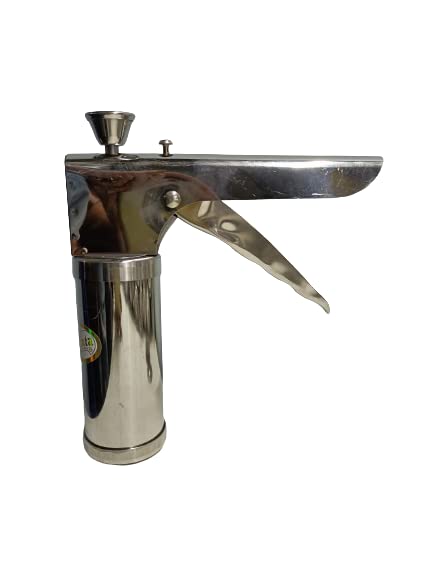 IRAM Stainless Steel Kitchen Press for Noodles, Murukku, Namkeen, and Snacks - Manual Sancha Sev Chakli Gathiya Sevaiya Maker - Silver Kitchen Tool