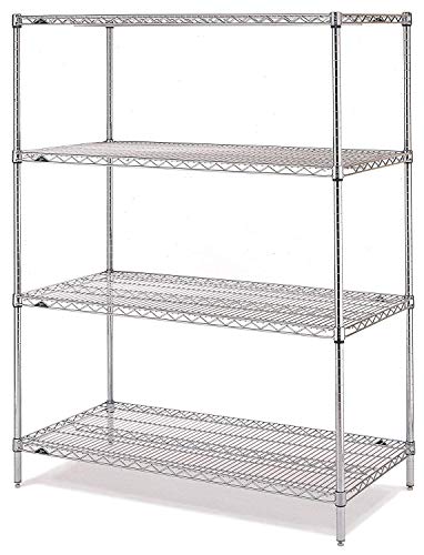 Metro EZ1860NC-4 Super Erecta Industrial Wire Shelving 4-Shelf Convenience Pak, Chrome, 18" x 60" x 74.5"