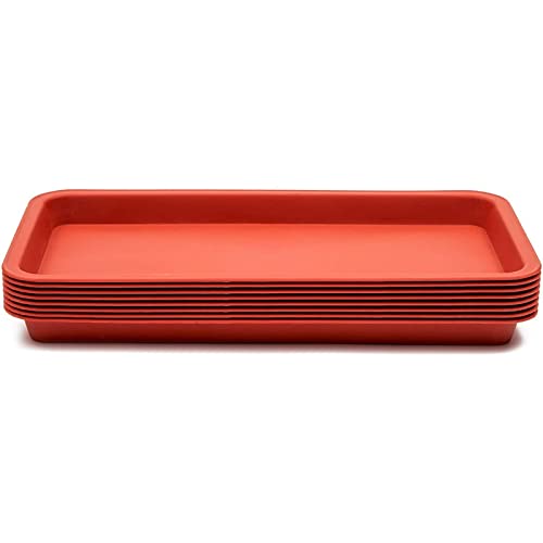 Juvale 8 Pack Plastic Plant Drip Trays for Planters, Pots, Rectangular Saucer Pans for Indoors, Outdoors (Terracotta Red, 6.5x12 in)