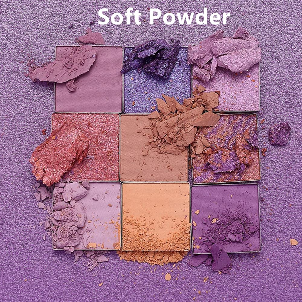 Go Ho Bronzer Purple Eyeshadow Palette,9 Colors Matte & Shimmer Eye Makeup Palette,Waterproof Cool Daily Shades Eyeshadow Palette with Prism Mirror