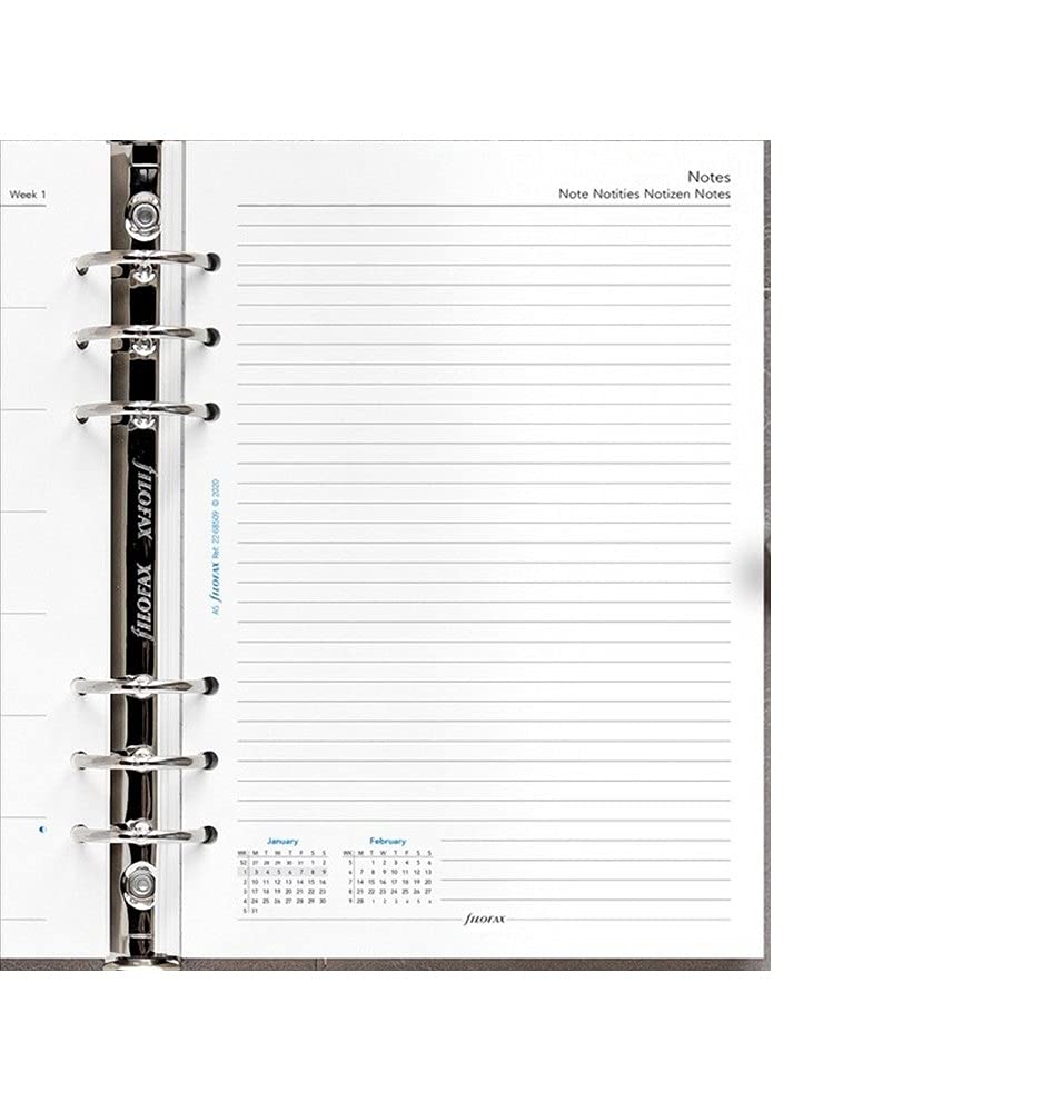 Filofax Replacement White Colour Agenda Rings A5-Master 2022, Weekly Horizontal Planning with Notes 148x210mm.,5.75 inches X 8.25 inches,22-68509