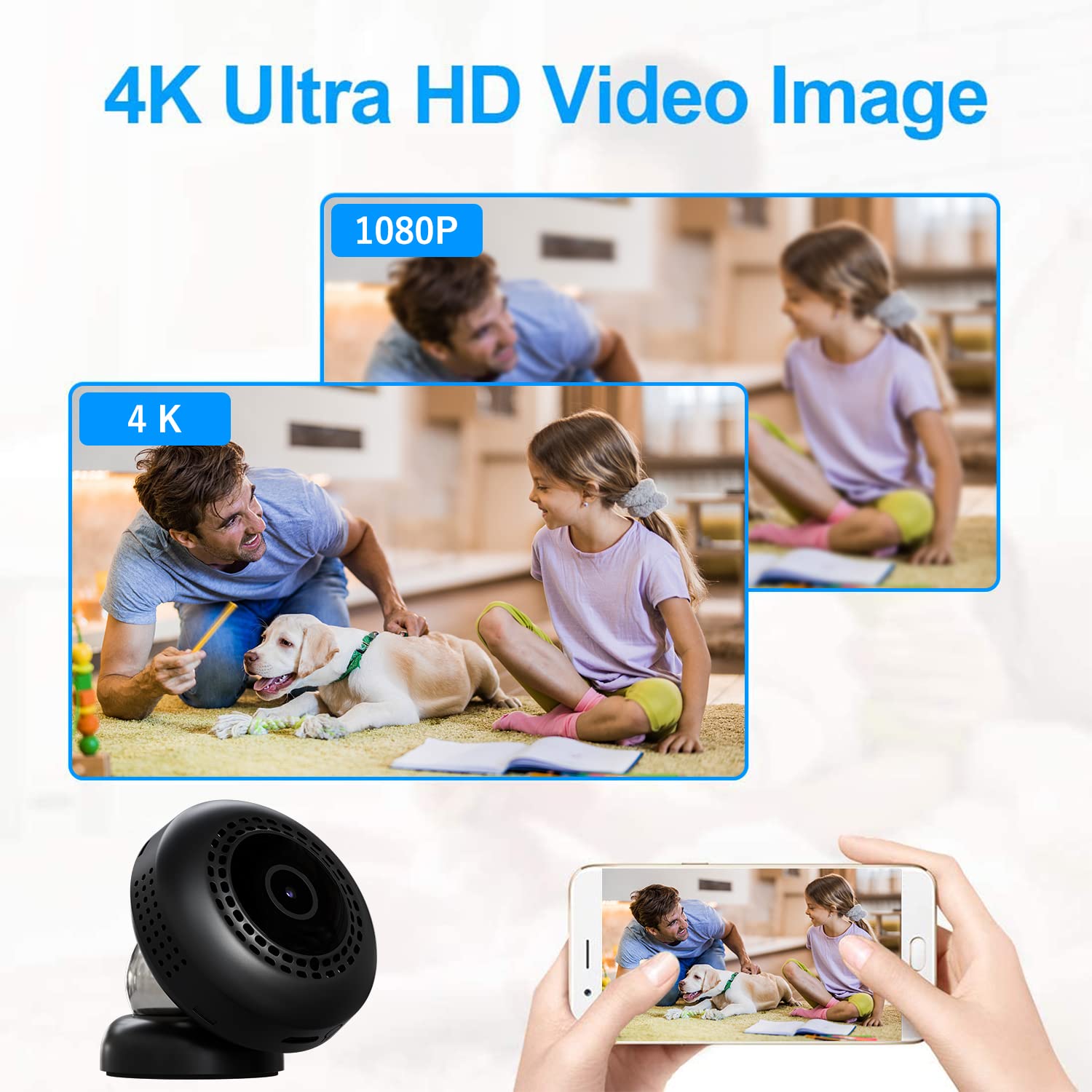 Mini Home Security Camera,4K HD Mini Wireless Camera,Security Cam with Wide Angle Lens,Full HD Nanny Cam,Micro Surveillance Camera with Night Vision&Motion Detection ty-03