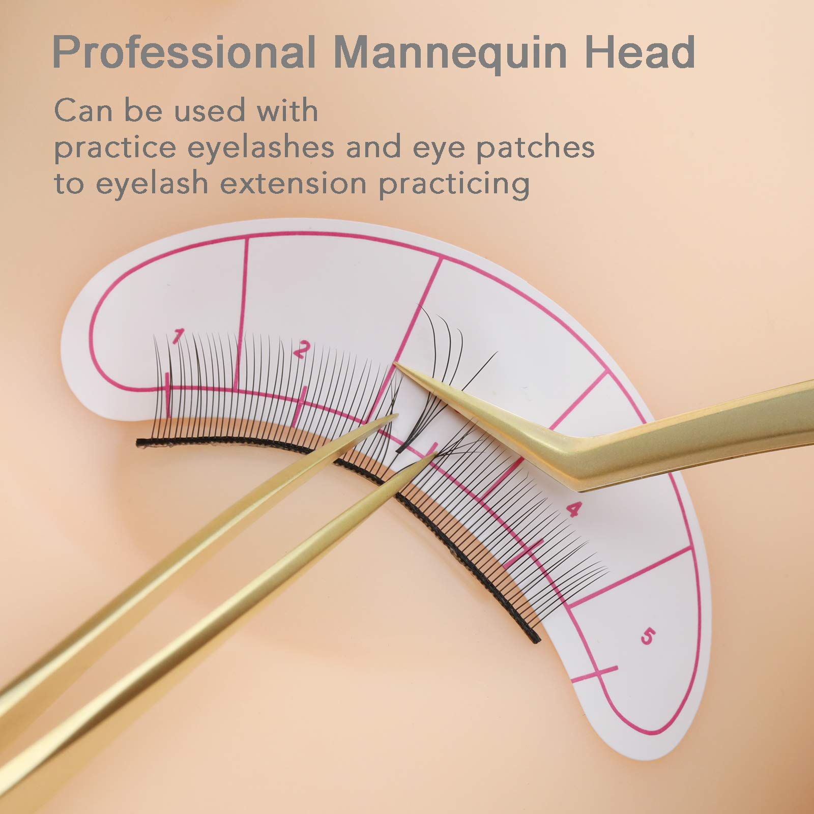 EMEDA Lash Mannequin Head Pratice Kit with 25 Pairs Pratice Strip Lashes for Training Eyelash Extensions Eyelash Mannequin Head Set with 20PCS Gift