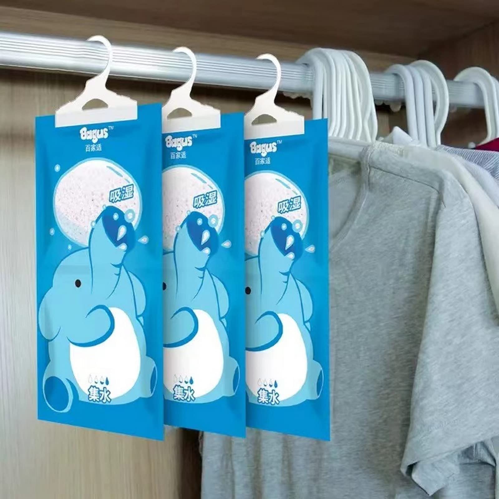 Hanging Moisture absorber Bags (8 Pack) - 12.5 Oz, Fragrance-Free Dehumidifier Bags, Moisture Absorber for Closet, Bathroom, Storage, Kitchens, Basement, Laundries, Spaces, Studies, Boats, RVs