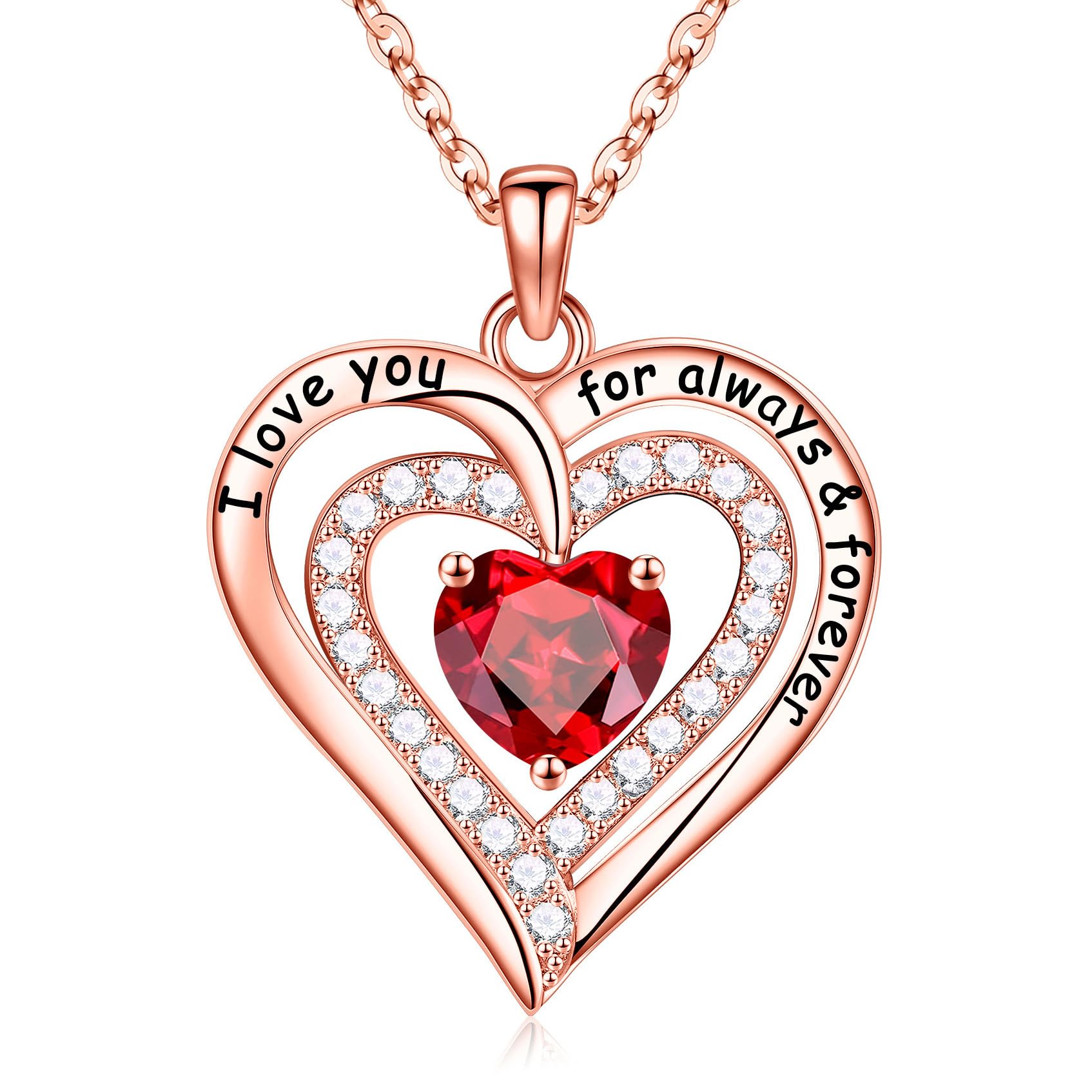 Iefil Gifts for Wife - Birthstone Necklace for Women Mothers Day Birthday Gifts for Mom Daughter Sisters Anniversary Christmas Gifts for Wife Sisters January Garnet Necklace