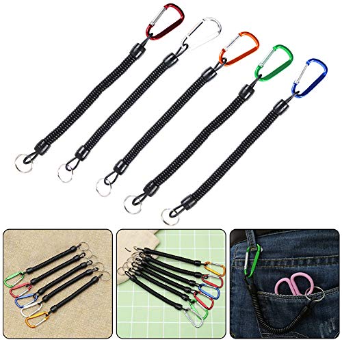 HaHawaii Fishing Lanyard, 2Pcs Retractable Fly Fishing Lanyard Buckle Cord Rope Fish Tackle Accessory - White