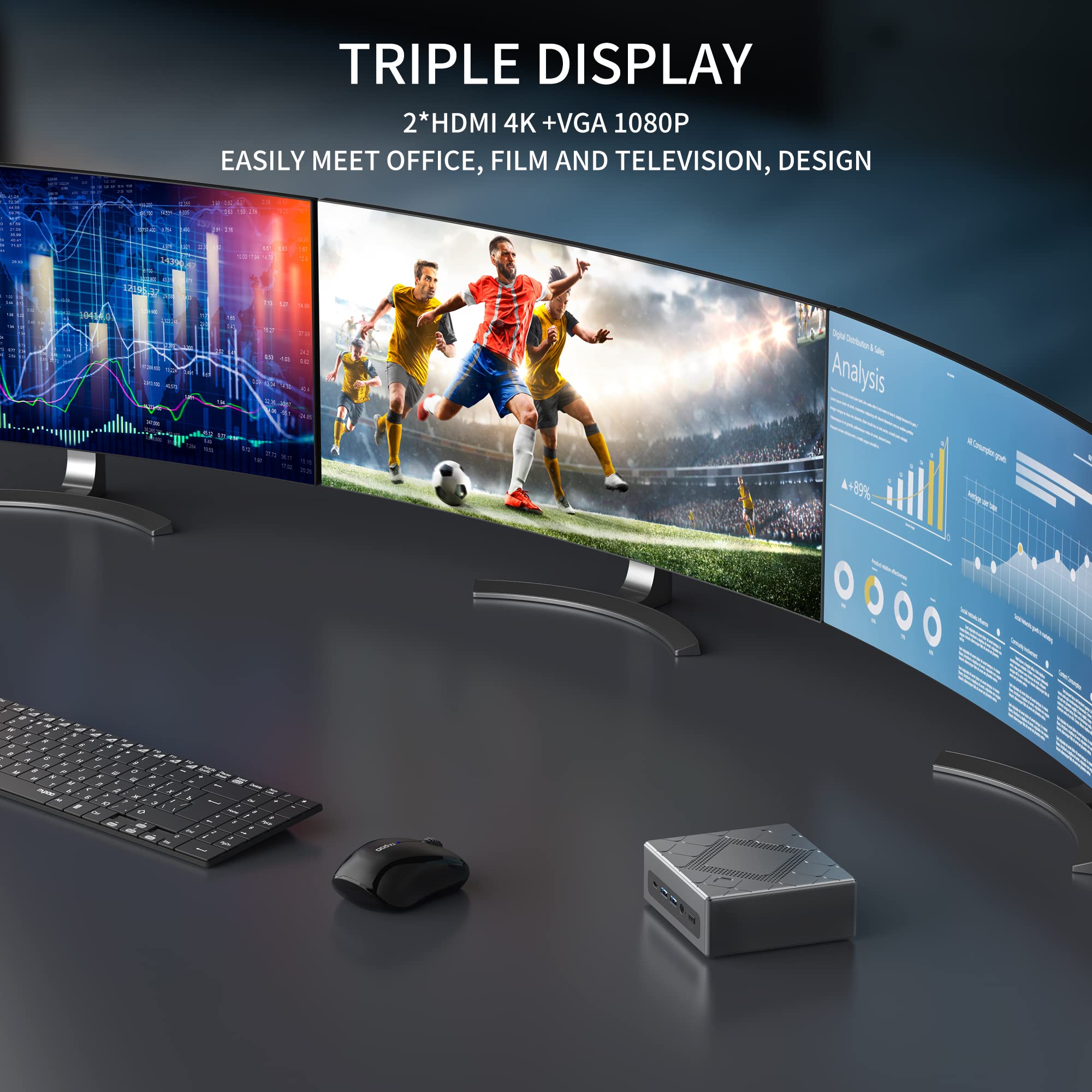 Mini PC, Intel I5-8259U (Up to 3.8 GHz), Mini Desktop Computer Windows 11 Pro,4C/8T,16GB RAM, 512GB M.2 SATA SSD (Up to 2TB), 4K UHD,Triple Display Output, WiFi 2.4G+5G,BT4.2,Support Auto Power On