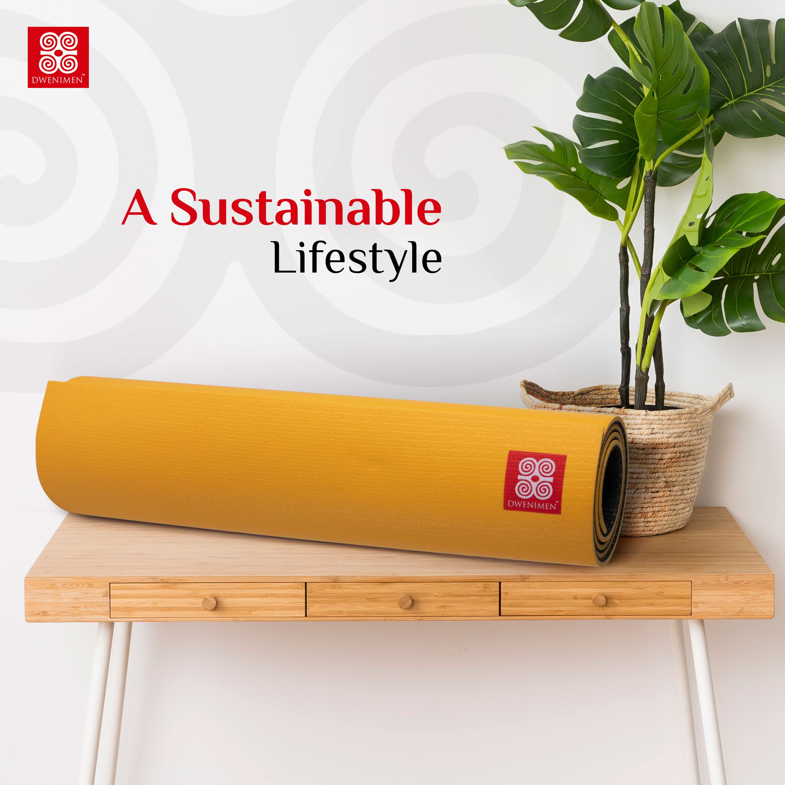 DWENIMEN Elite Pro Large Yoga Mat with yoga pose instructions, carrying bag, yoga mat strap, and latex-free resistance bands - non-slip, dense cushioning for joint support & stability (6MM Thick)