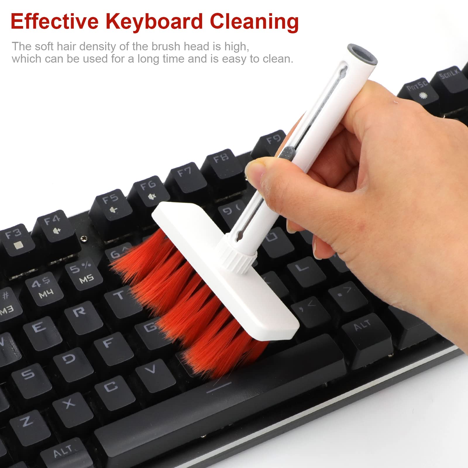Keyboard Brush,2 Pack Upgrade 5-in-1 Multi-Function Keyboard & Earphone Soft Brush Cleaner Tools Kit for Earphone AirPods/Earbud/PC/Laptop/Computer/Bluetooth Earphones(with Key Puller)