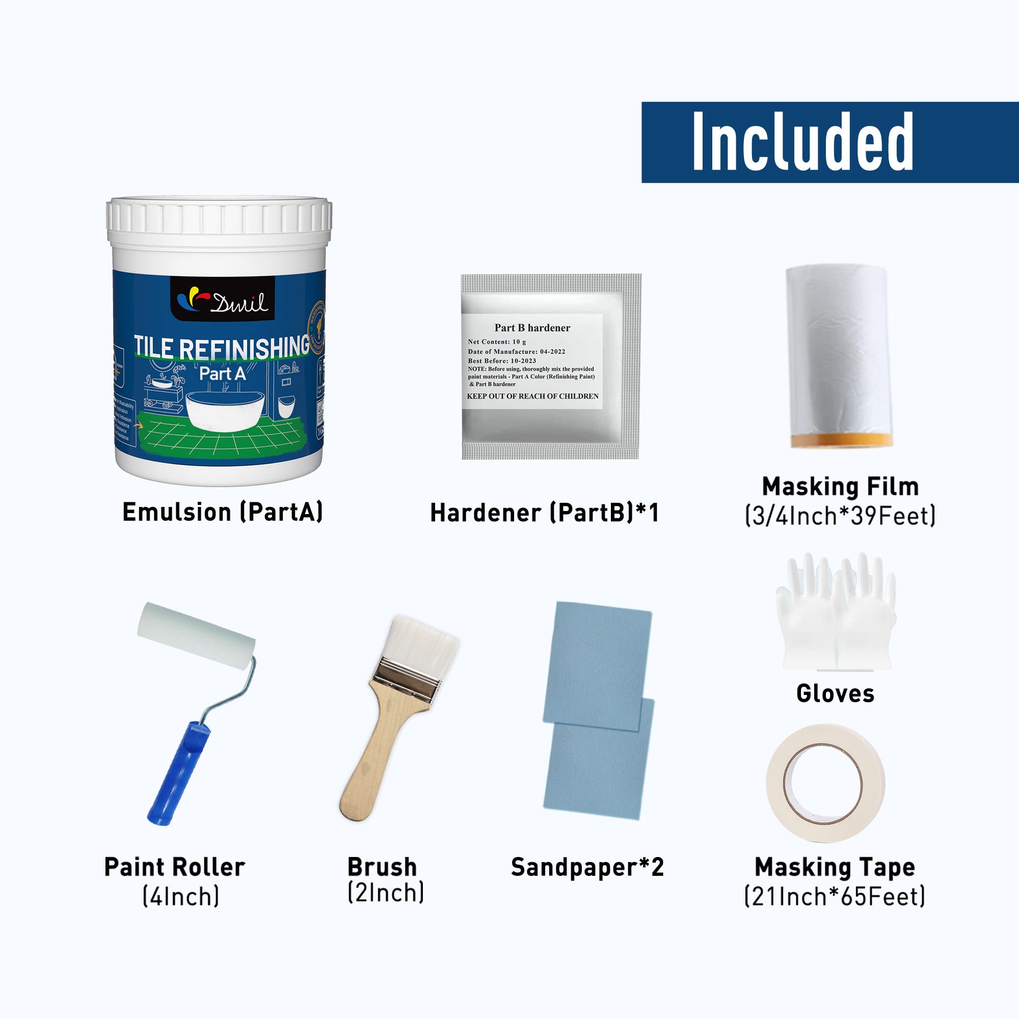 DWIL Tub Paint, Tub and Tile Refinishing Kit with Tools, Tub Refinishing Kit Sink Paint Water Based &Low Odor, Easy to Use Bathtub Paint for Bathroom Kitchen, Semi-Gloss Dark Grey, 25-30sq.ft