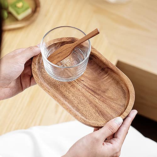 MYCENSE Sushi Plate Wooden Platters Easy to Carry Handmade Wood Serving Trays Acacia Wood for Kitchen Restaurant Living Room