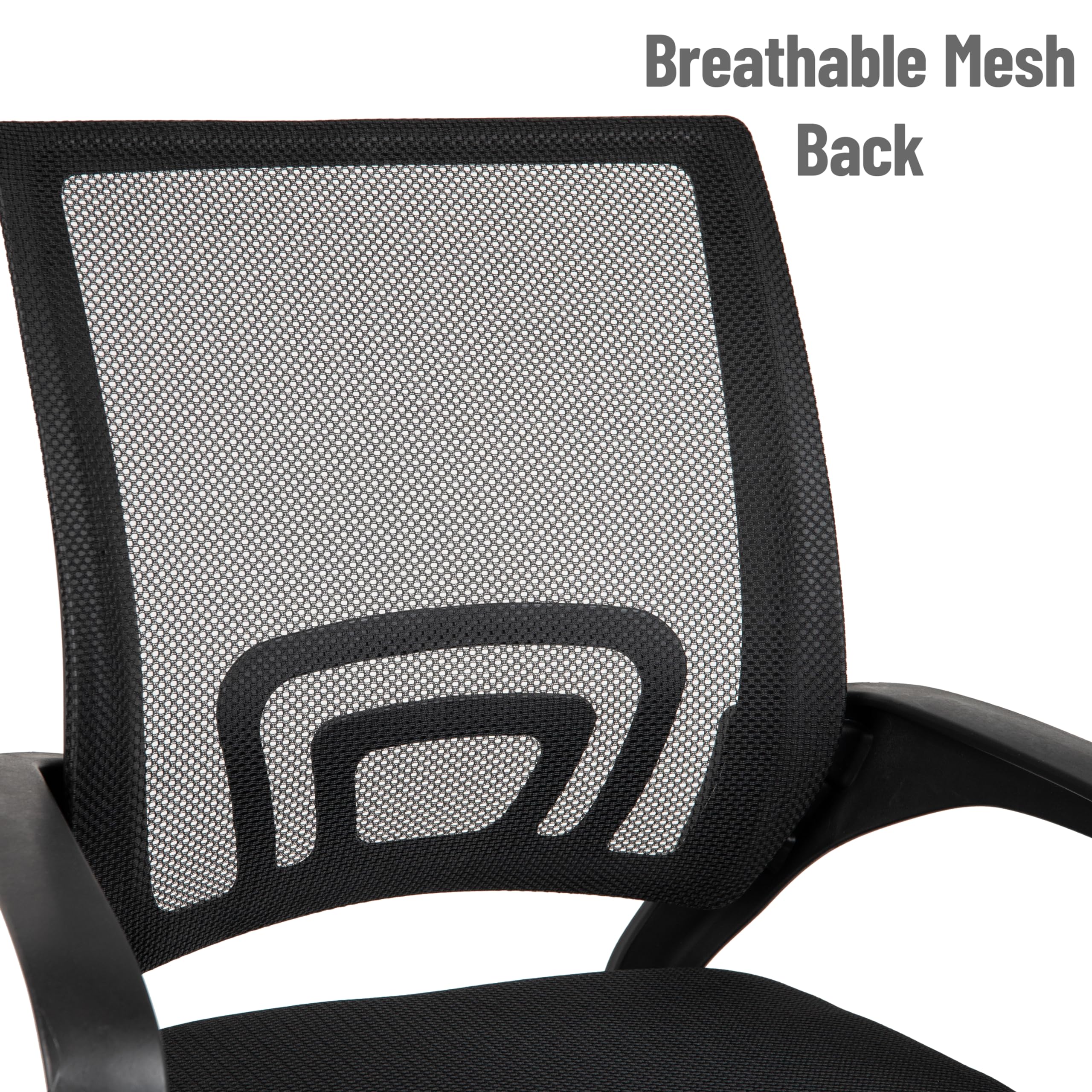 Mind Reader Office Chair with Wheels, Height Adjustable, Desk Chair, Office, 23" L x 21" W x 34.25-38" H, Black