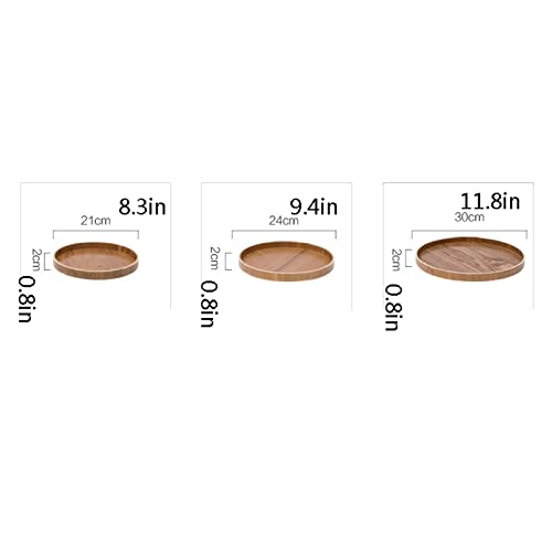 Serving Trays Round Tray Wooden Tray Serving Tray Home Food Tray Suitable for Dessert Tea Coffee Beverage Elegant Decorative Tray (Size : Medium)