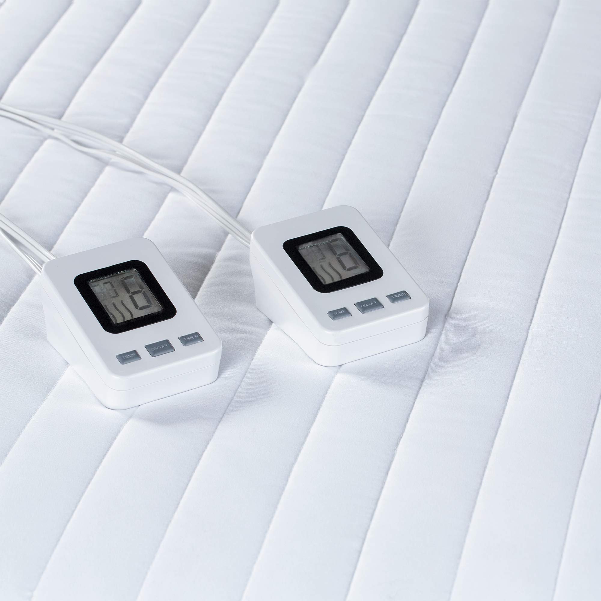 SensorPedic Warming Two Digital Controllers Electric Mattress Pad, King, White