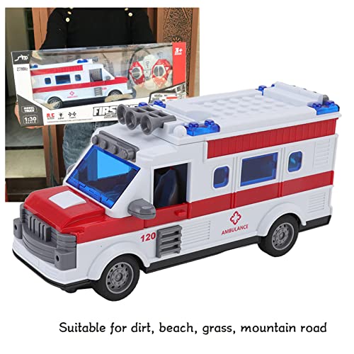 KUIDAMOS Remote Control Ambulance, Simulation Flexible RC Ambulance High Speed for Beach for Grass for Dirt
