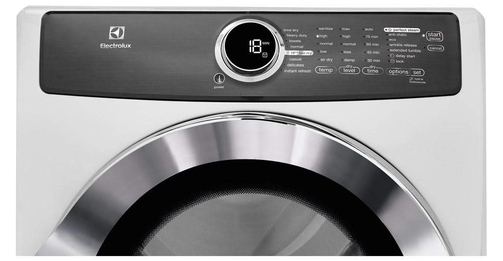 Electrolux EFME517STT 27" Energy Star Front Load Electric Dryer with 8 cu. ft. Capacity 8 Dry Cycles Steam Perfect Wrinkle Release Option and Reversible Door: Titanium