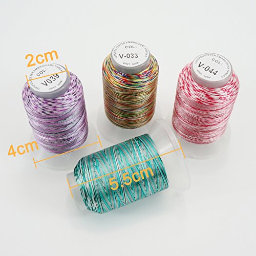 New brothread 25 Colors Variegated Polyester Embroidery Machine Thread Kit 500M (550Y) Each Spool for Brother Janome Babylock Singer Pfaff Bernina Husqvaran Embroidery and Sewing Machines