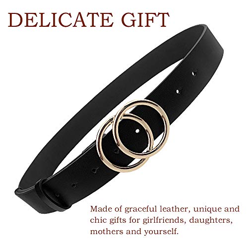 Udekit Women's Leather Belt Double O Ring Soft Faux Leather Waist Belt Medium Size (3 Pieces/Set)