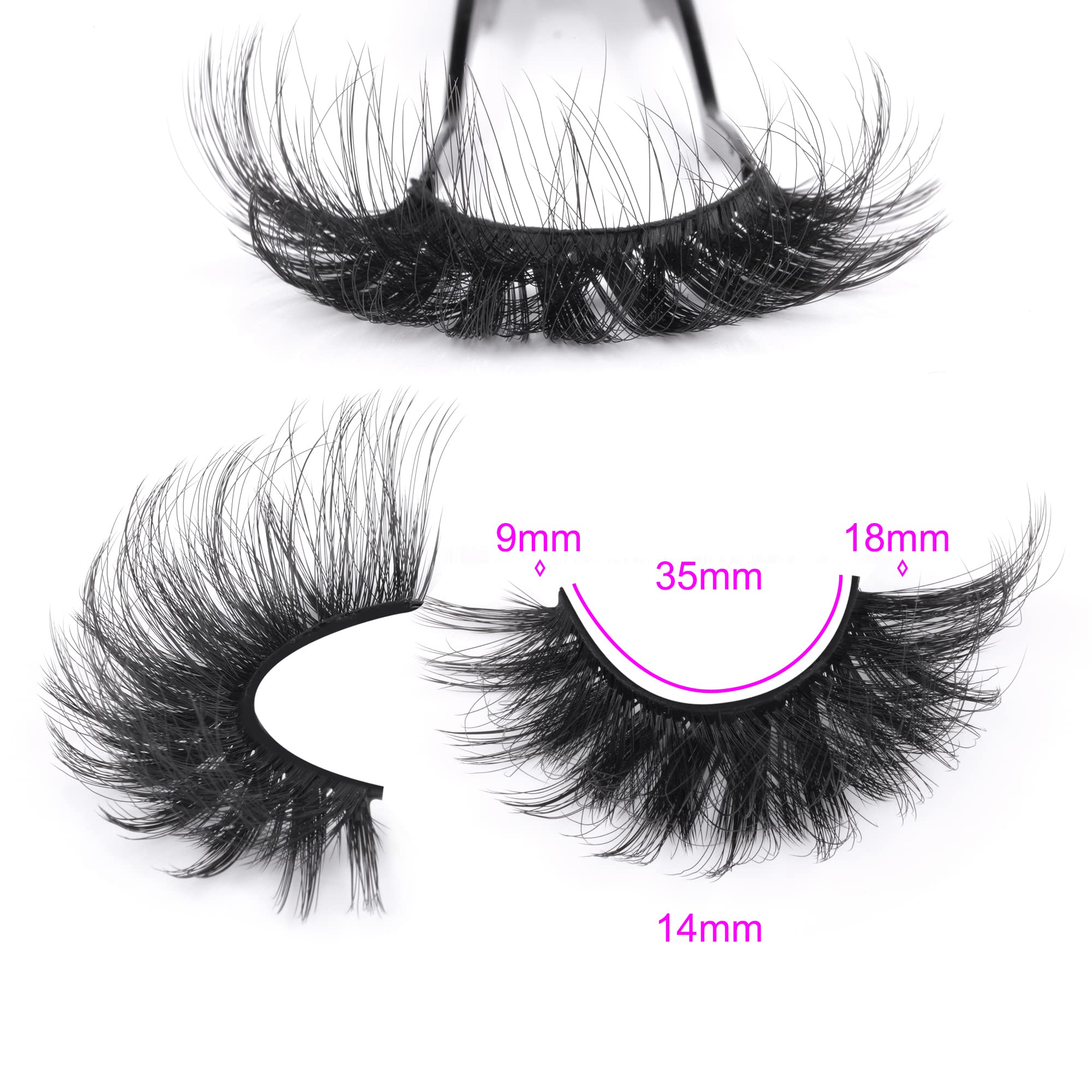 Mink Lashes Fluffy Cat Eye False Eyelashes 18MM Wispy False Lashes Pack 7 Pairs 3D Fake Eyelashes by Zenotti