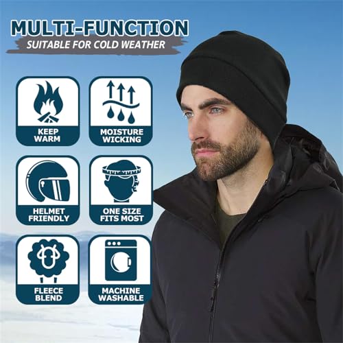 Headshion Fleece Hat Watch Cap 2 Pack Thick Skull Cap Helmet Liner Winter Warm Beanie