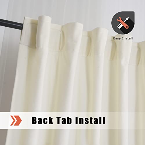Ivory Velvet Curtains Elegant Window Drapes for Living Room 84 Inch Long Light Dimming Room Back Tab/Rod Pocket Panels Privacy Bedroom Sliding Door Backdrops Décor, Set of 2 (Ivory)